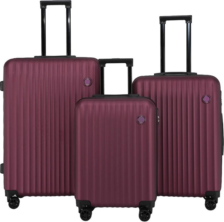 Infinity Leather Hard Shell ABS Suitcase 8 Wheel Travel Case Holiday ...