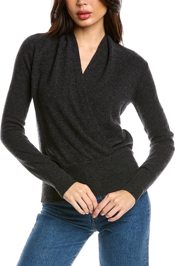 Sofia Cashmere sofiacashmere Cashmere Faux Wrap Sweater - ShopStyle