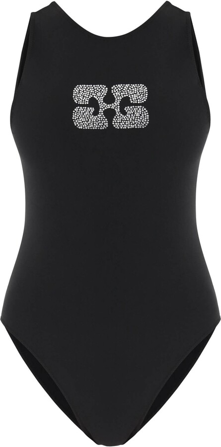 Ganni Butterfly Logo One-Piece Swimsuit - ShopStyle