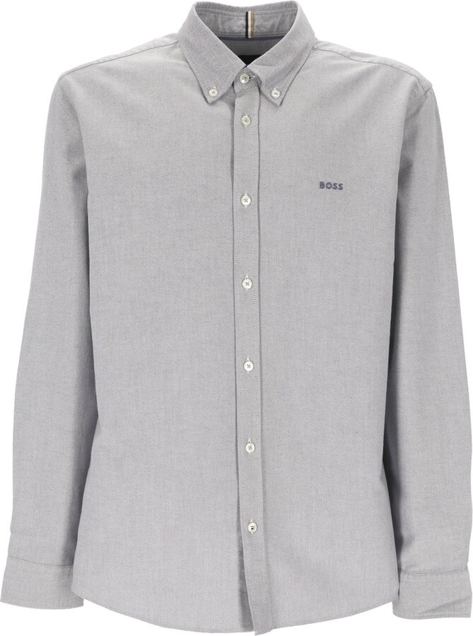 Boss Hugo Boss Logo Embroidered Buttoned Shirt - ShopStyle