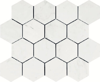 Belluno Designs Eastern White 3" x 3" Marble Honeycomb Mosaic Wall ...