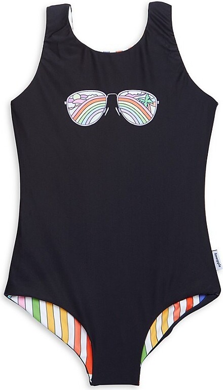 Limeapple Little Girl’s & Girl’s Reversible Rainbow One Piece Swimsuit ...