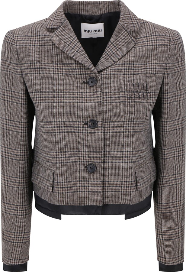 Miu Miu Check-pattern Wool Jacket - ShopStyle