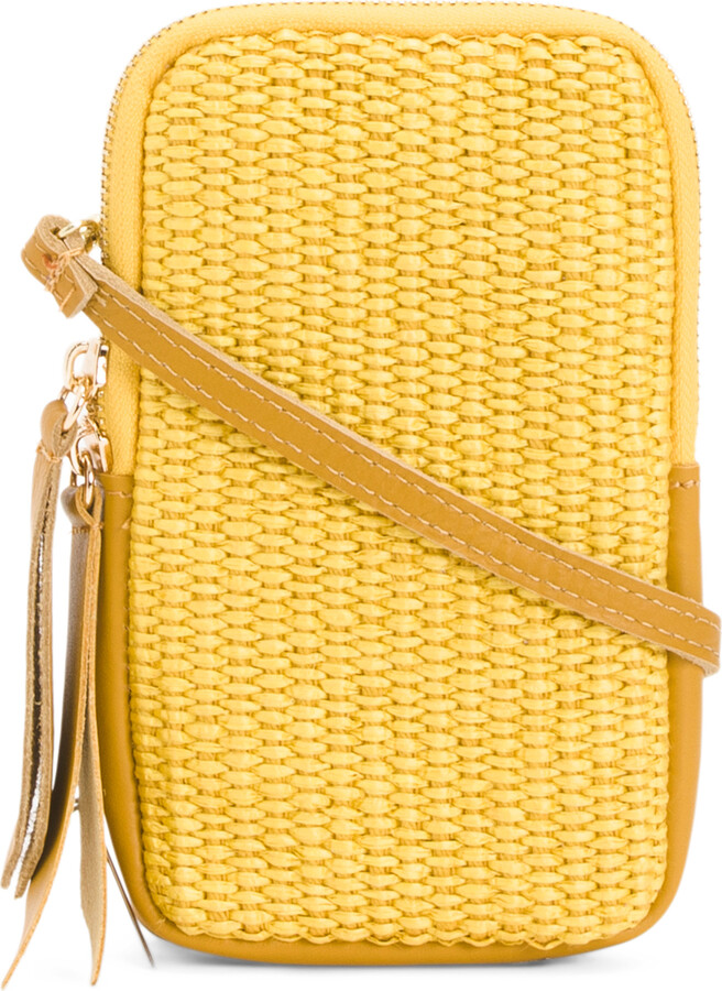 Roberta Rossi Made In Italy Leather Crossbody With Raffia Detail ...