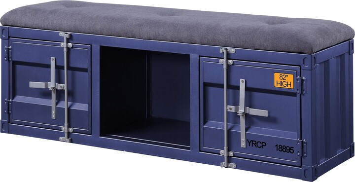 ChicFurnit Modern Industrial Storage Grey Upholstered Seat and Full ...