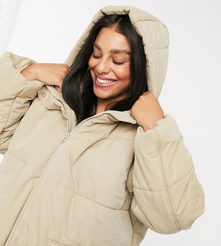 ASOS Curve ASOS DESIGN Curve puffer jacket in cappuccino - ShopStyle