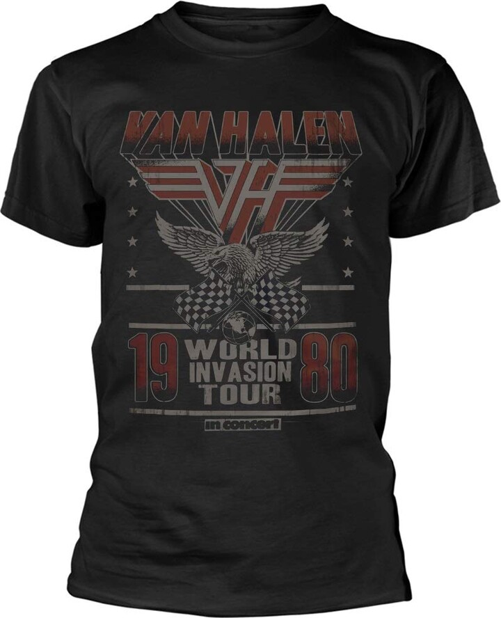 Van Halen Merch Van Halen 'Invasion Tour' T-Shirt (Small) Black - ShopStyle