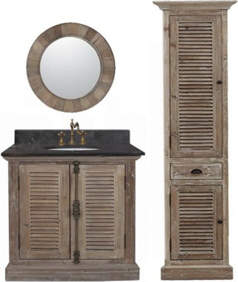 Legion Furniture 36-inch Marble Top Single Sink Rustic Bathroom Vanity ...