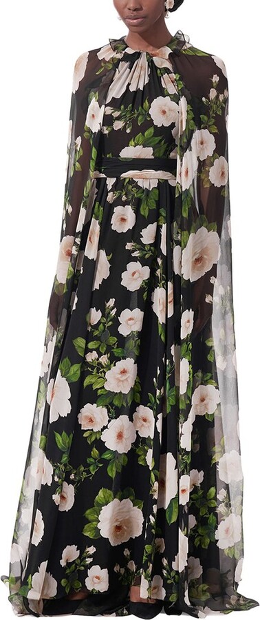 Carolina Herrera Halter Neck Bias Gown With Detachable Cape - ShopStyle