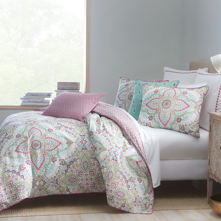 Jaipur Reversible Percale Cotton Comforter Set Magenta/Blue - Heirlooms ...