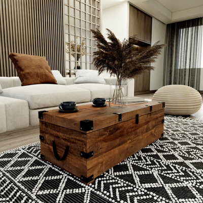 Loon Peak Carias Solid Wood Trunk Coffee Table, Vintage Chest Coffee ...