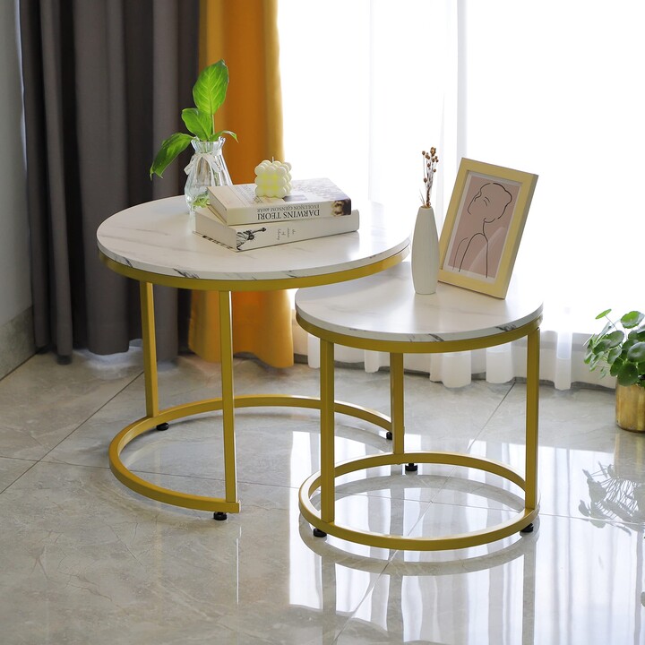 Global Pronex Coffee Table, Round Side Tables for Living Room, Small ...