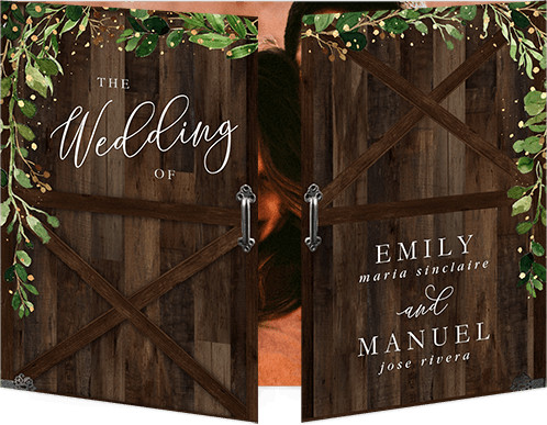 Shutterfly Wedding Gate Fold Invitations: Barn Door, Brown, Matte, Folded Smooth Cardstock ...