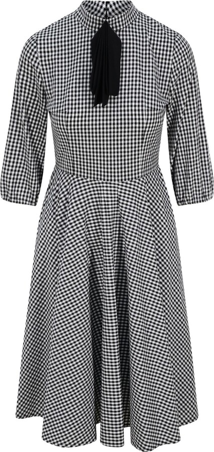 Zalinah White - Alice Swing Skater Midi Dress In Black & White Gingham ...