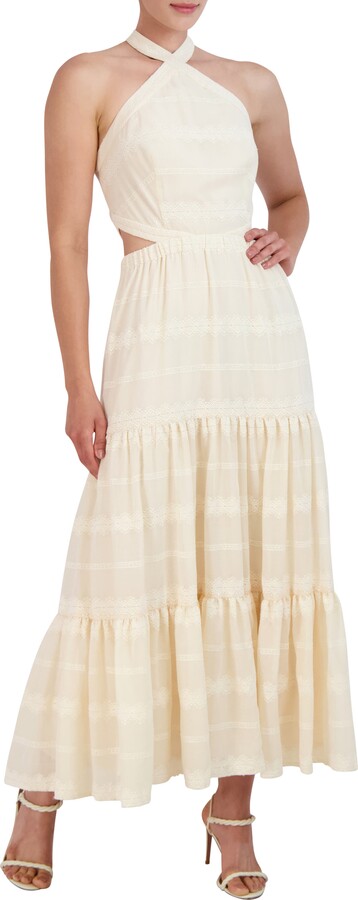 BCBGMAXAZRIA Embroidered Cutout Tiered Maxi Dress - ShopStyle