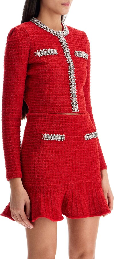 Self-Portrait Short Cardigan With Crystals - ShopStyle