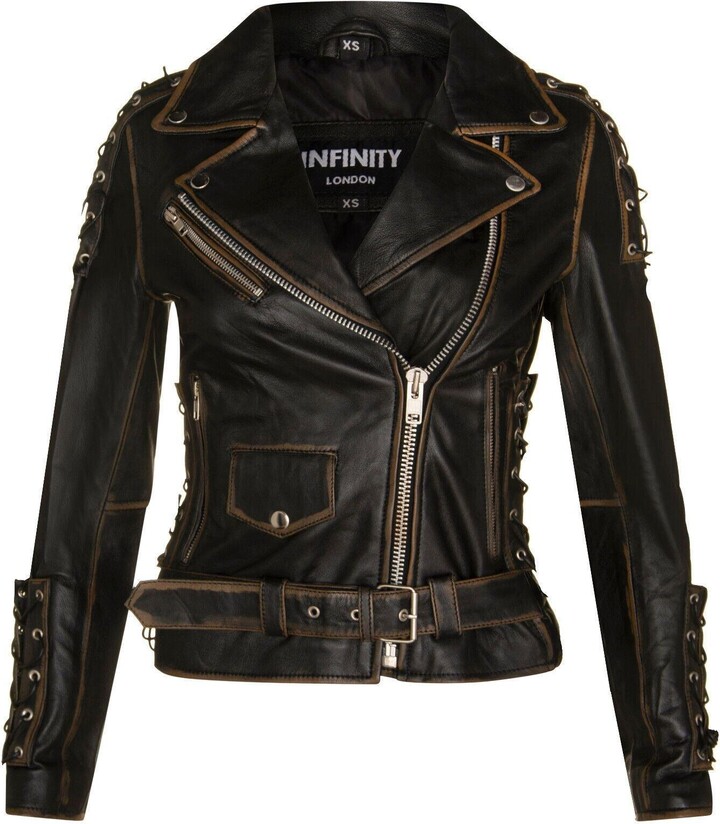 Infinity Leather Brando Leather Biker Jacket-Bari - Black - ShopStyle
