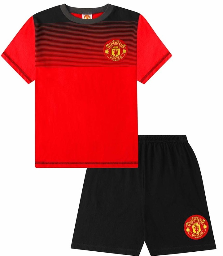 Man United F.C Football Club Short Pyjamas Cotton Black Red (13-14 ...