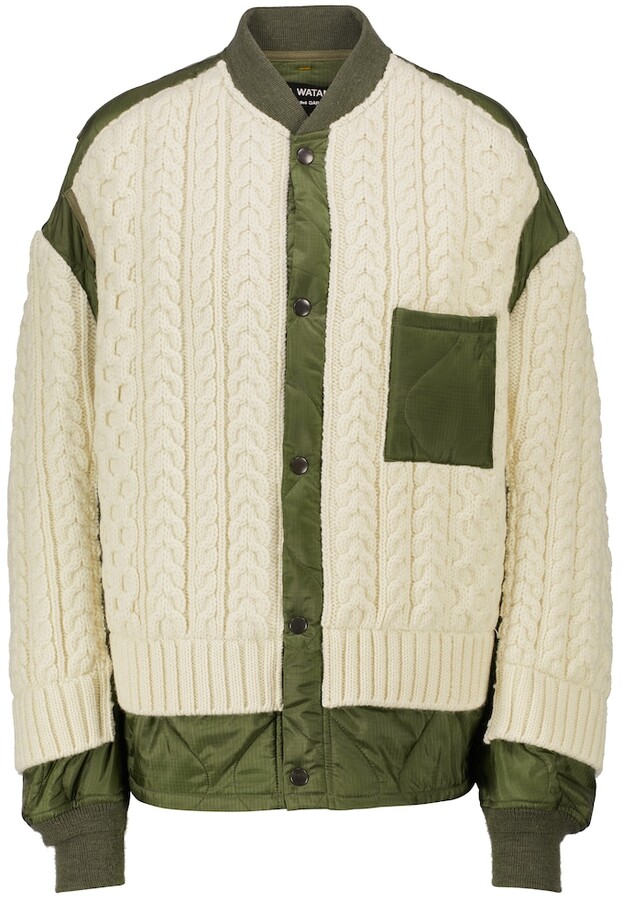 Junya Watanabe Cable-knit wool puffer jacket - ShopStyle