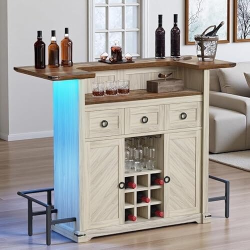 DWVO Home Bar Table Unit Cabinet with LED Lights & Drawer - ShopStyle