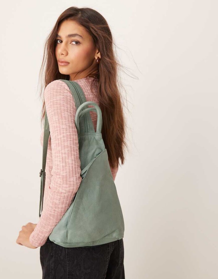 Free People soho convertible leather backpack in pine - ShopStyle