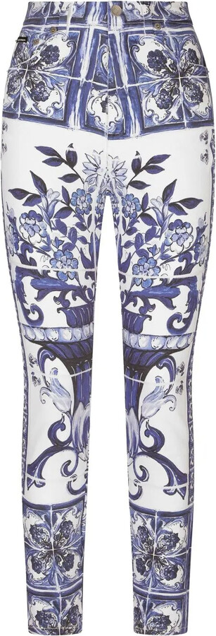 Dolce & Gabbana Majolica-print skinny jeans - ShopStyle