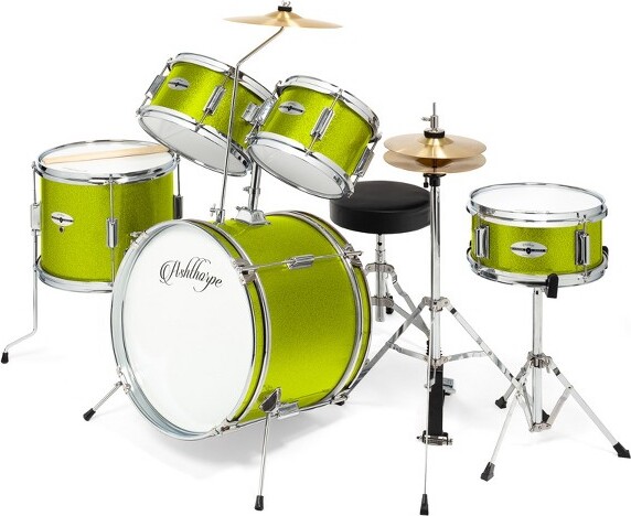 Ashthorpe 5-Piece Complete Junior Drum Set with Brass Cymbals ...