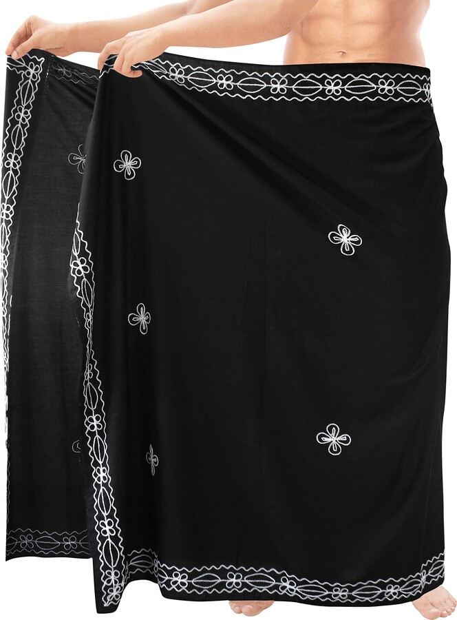 LA LEELA Men Standard Swimming Sarong Long Pareo Wrap Coal - ShopStyle ...