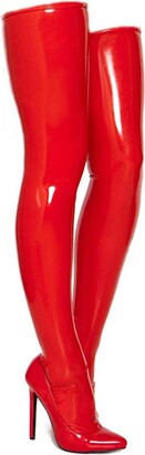 EXLATEX Women's Latex Rubber Thigh High Long Stockings (Medium ...