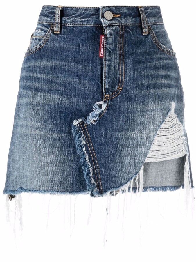 DSQUARED2 Distressed Mini Denim Skirt - ShopStyle