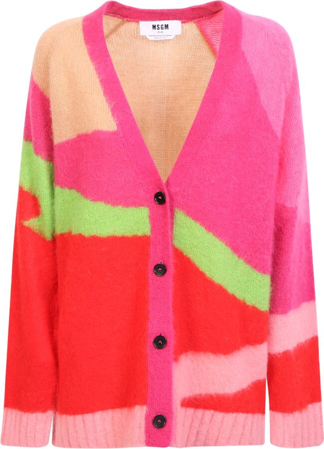 MSGM Oversized Multicolored Cardigan From Bold And Alternative, In Line With The Brand Identity ...