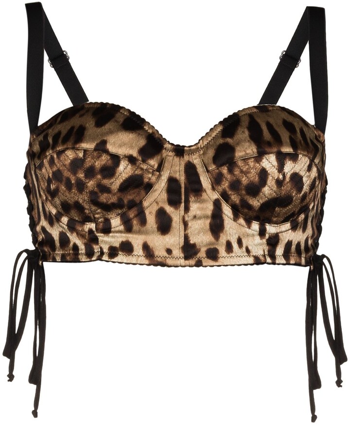 Dolce & Gabbana Leopard Print Satin Bralette - ShopStyle Bras