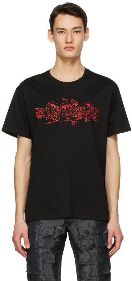Givenchy Black & Red Schematics Logo T-Shirt - ShopStyle