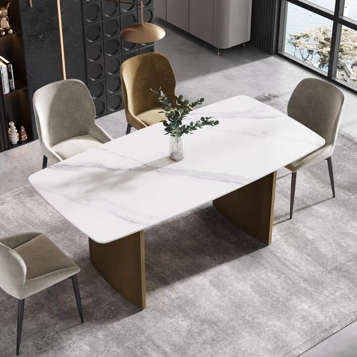 Magic Home 71'' Modern Rectangular Sintered Stone Dining Table - N/A ...