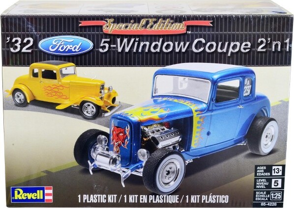 Level 5 Model Kit 1932 Ford 5-Window Coupe 2-in-1 Kit 1/25 Scale Model ...