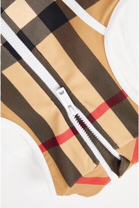 Burberry Children Vine Check One-Piece Swimsuit (Little Kids/Big Kids) (Archive Beige Check ...