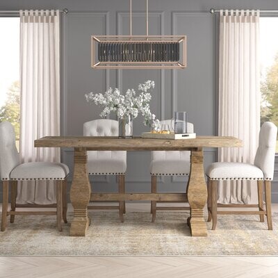 Lark Manor Gertrude Counter Height Pine Solid Wood Dining Table - ShopStyle