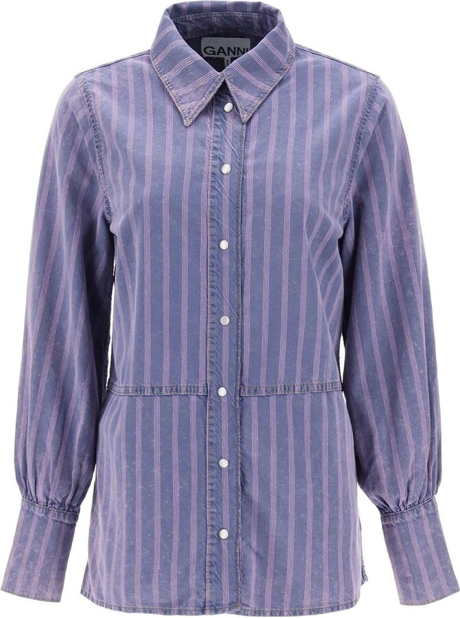 Ganni Striped Denim Shirt - ShopStyle