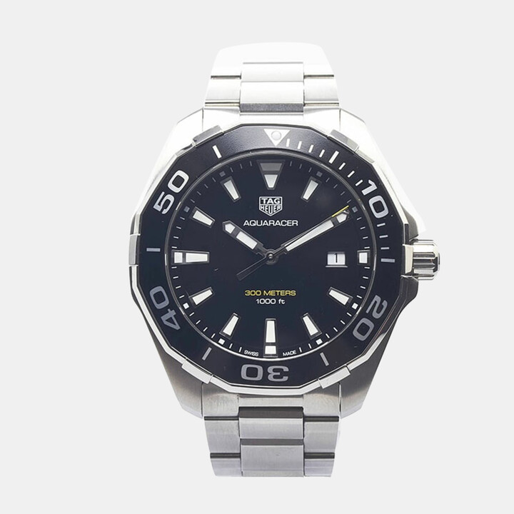 Tag Heuer Black Stainless Steel Aquaracer 300 WAY101A Quartz Men's ...