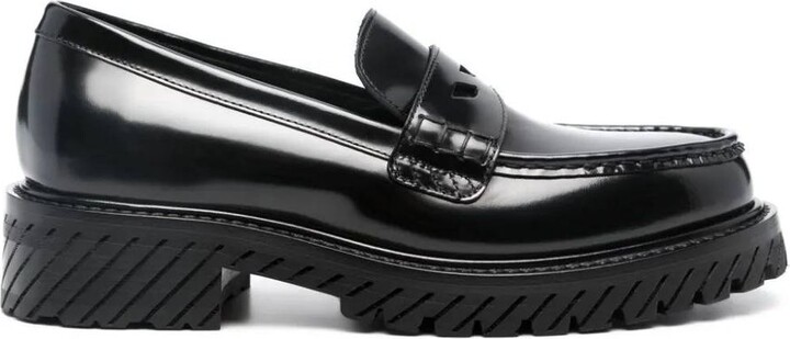 Off-White Combat Leather Loafers - ShopStyle