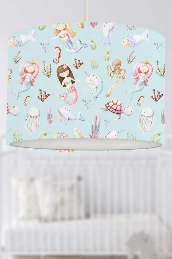 Big Little Bedrooms Mermaids and Friends Lampshade Aqua Blue ...