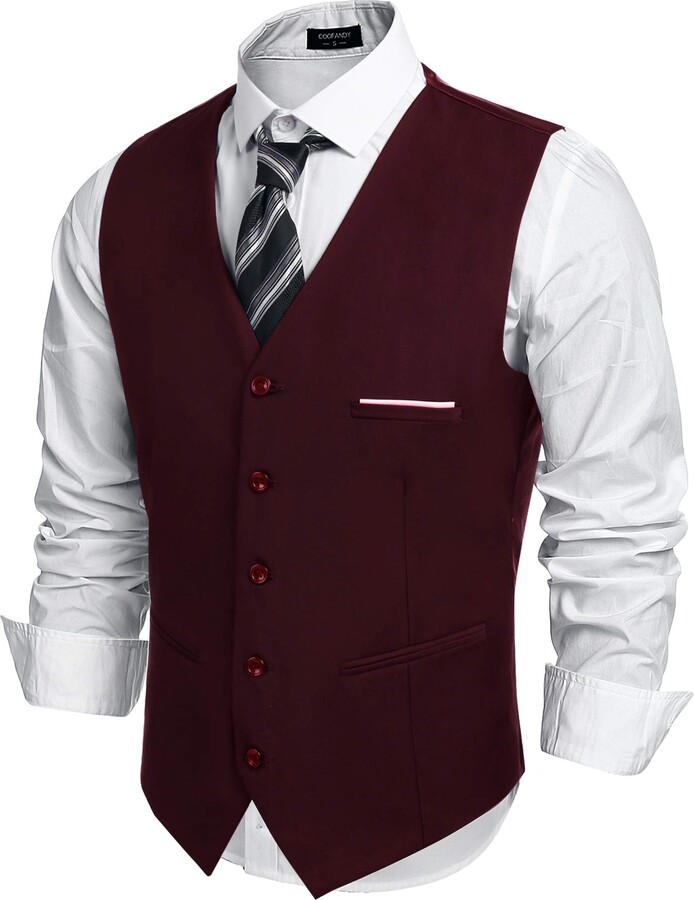 COOFANDY Men's Western Vest Men's Suit Vest V-Neck Sleeveless Vests ...