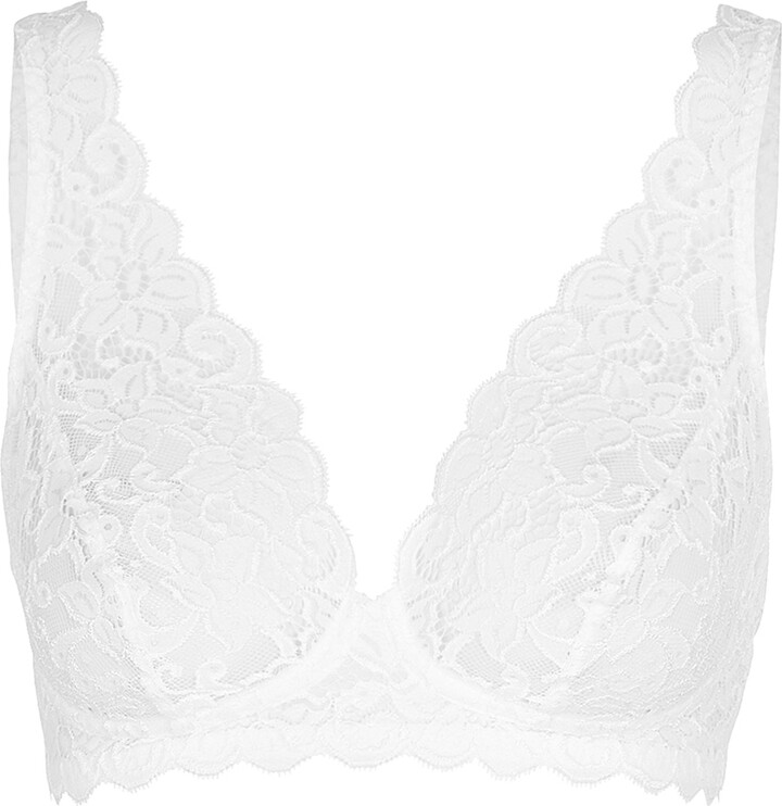 Hanro Moments White Lace Soft-cup Bra, Bra, Scalloped Trims - ShopStyle