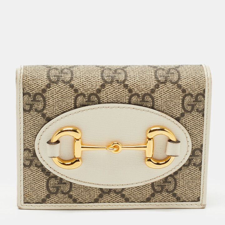 Gucci Beige/Cream GG Supreme Canvas and Leather Horsebit 1955 Card Case ...
