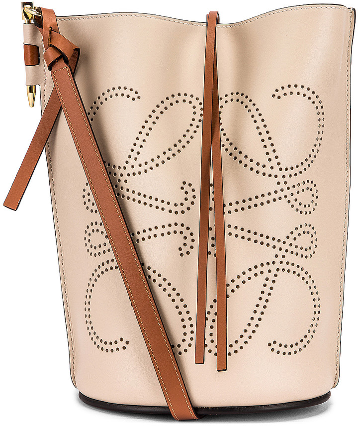 Loewe Gate Bucket Anagram Bag in Light Oat & Tan | FWRD - ShopStyle