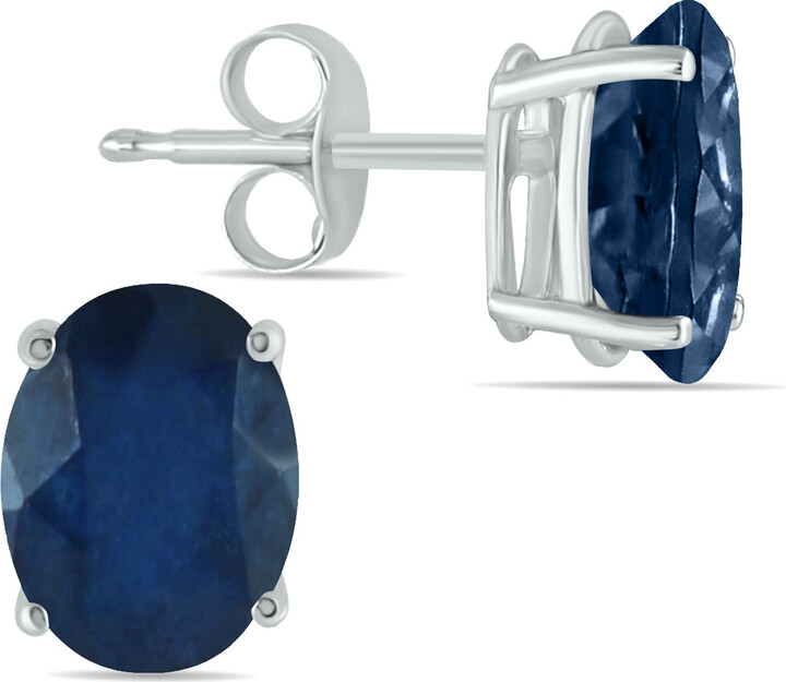 SSELECTS All-Natural Genuine 6X4 Mm, Oval Sapphire Earrings Set In 14K - ShopStyle