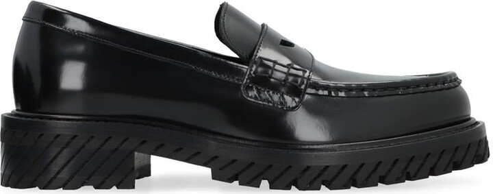 Off-White Combat Leather Loafers - ShopStyle