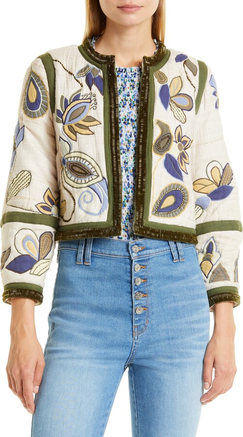 Veronica Beard Benica Floral Embroidered Silk Jacket - ShopStyle