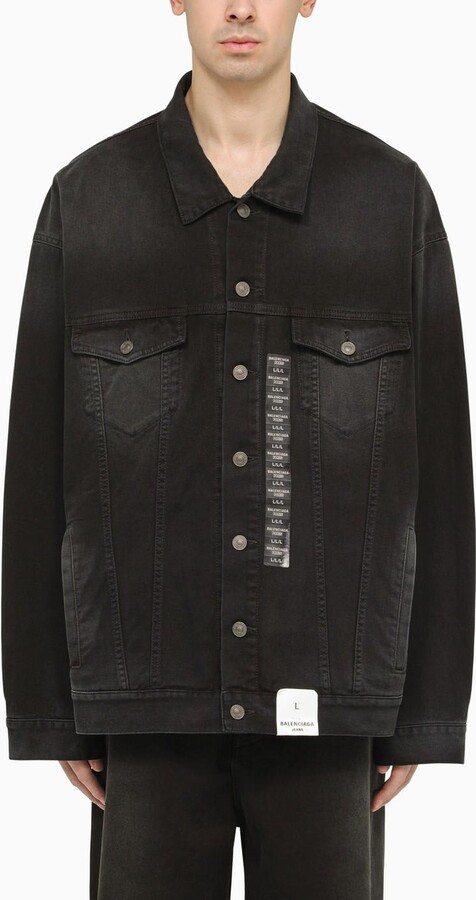 Balenciaga Black Denim Jacket With Size Stickers - ShopStyle
