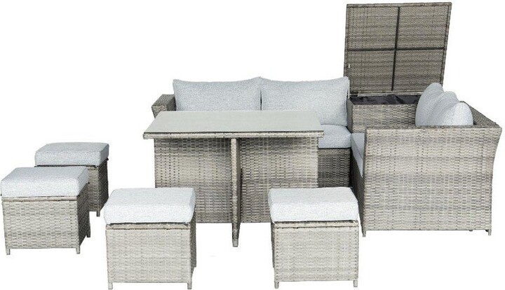 Out & Out Original Tarina Outdoor Rattan Corner Lounge Set with Cushion ...